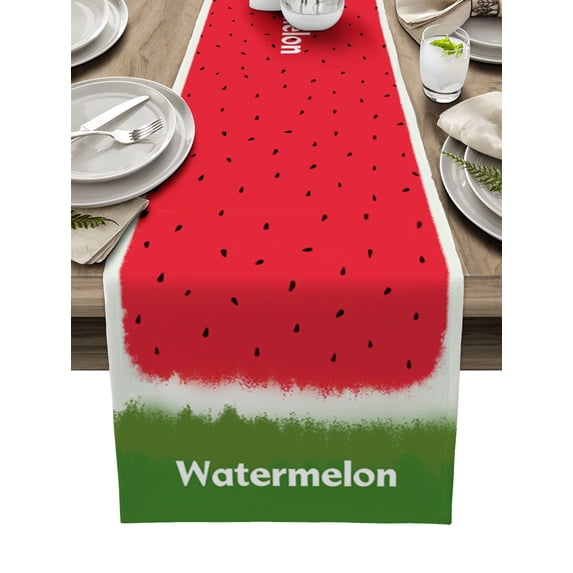 Summer Watermelon Cartoon Stripes Table Runner Modern Party Dining ...