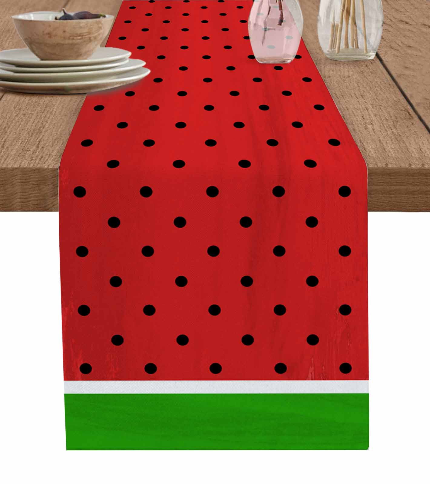 Summer Watermelon Dot Watercolor Abstract Table Runner ration Home r ...