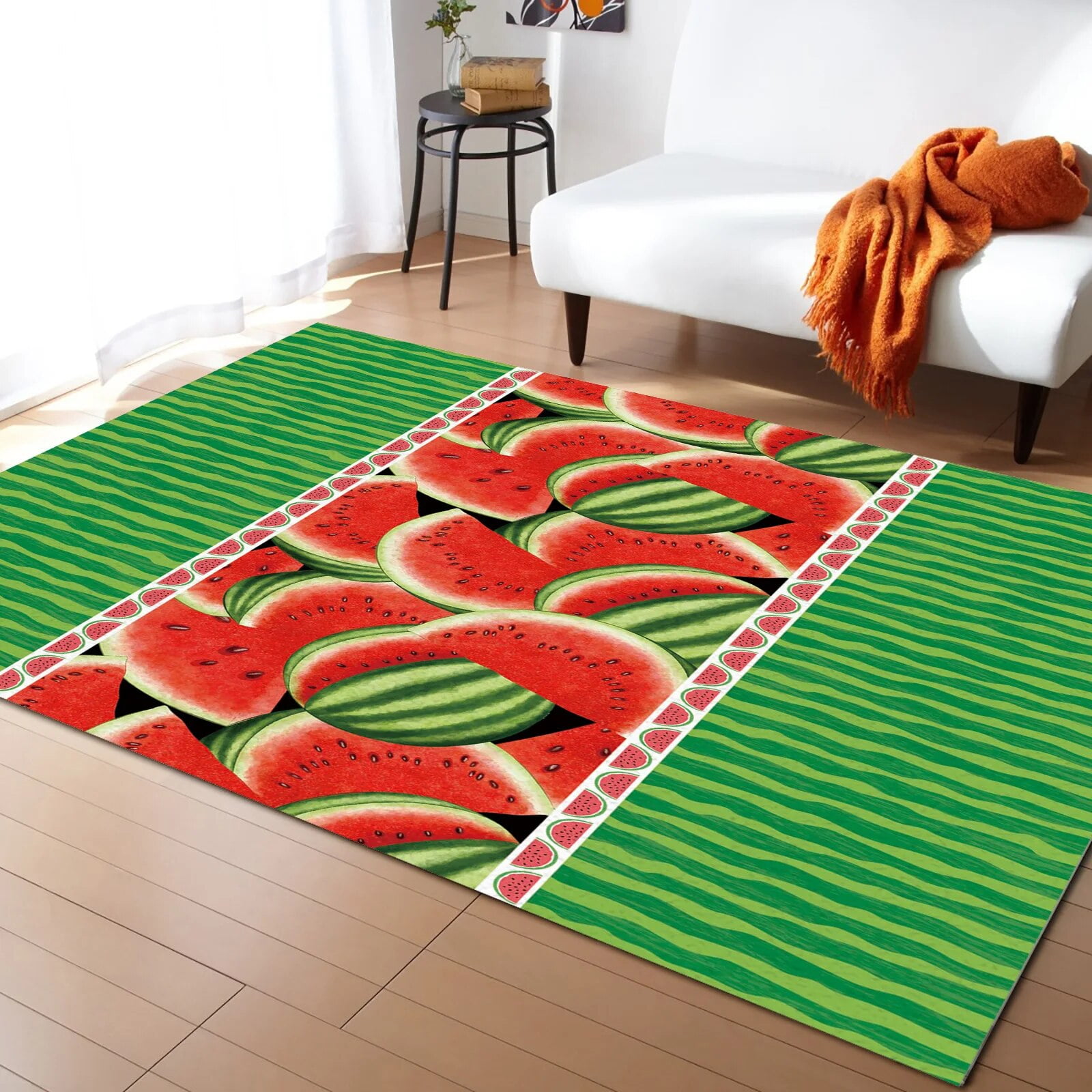 Summer Watermelon Fruit Stripes Carpet Area Rug Children's Room Living ...