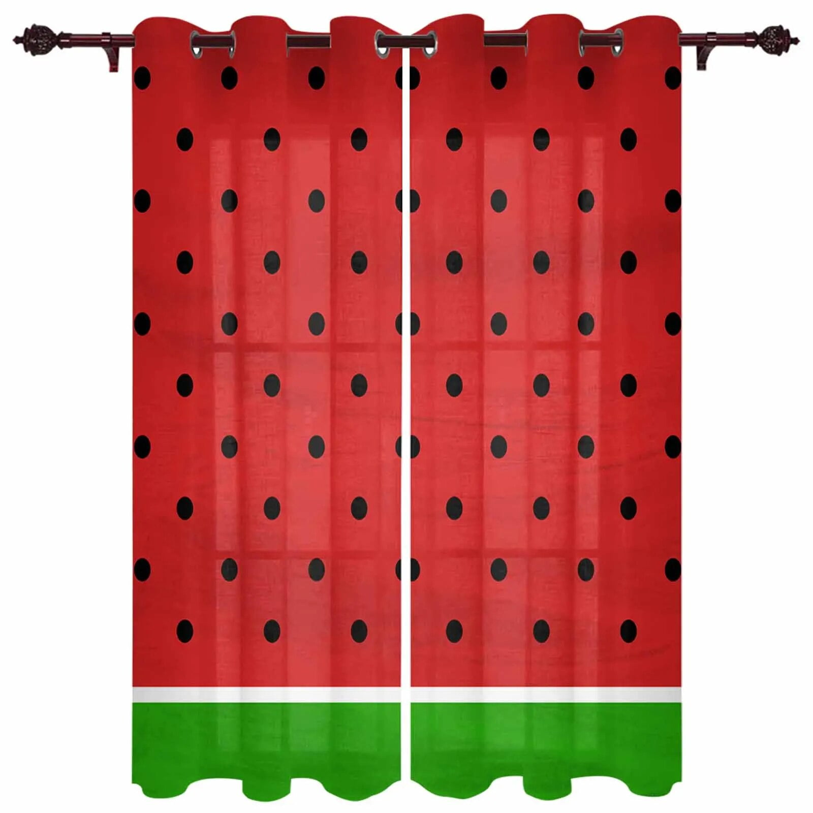 Summer Watermelon Polka Dot Watercolor Window Curtains for Living Room ...