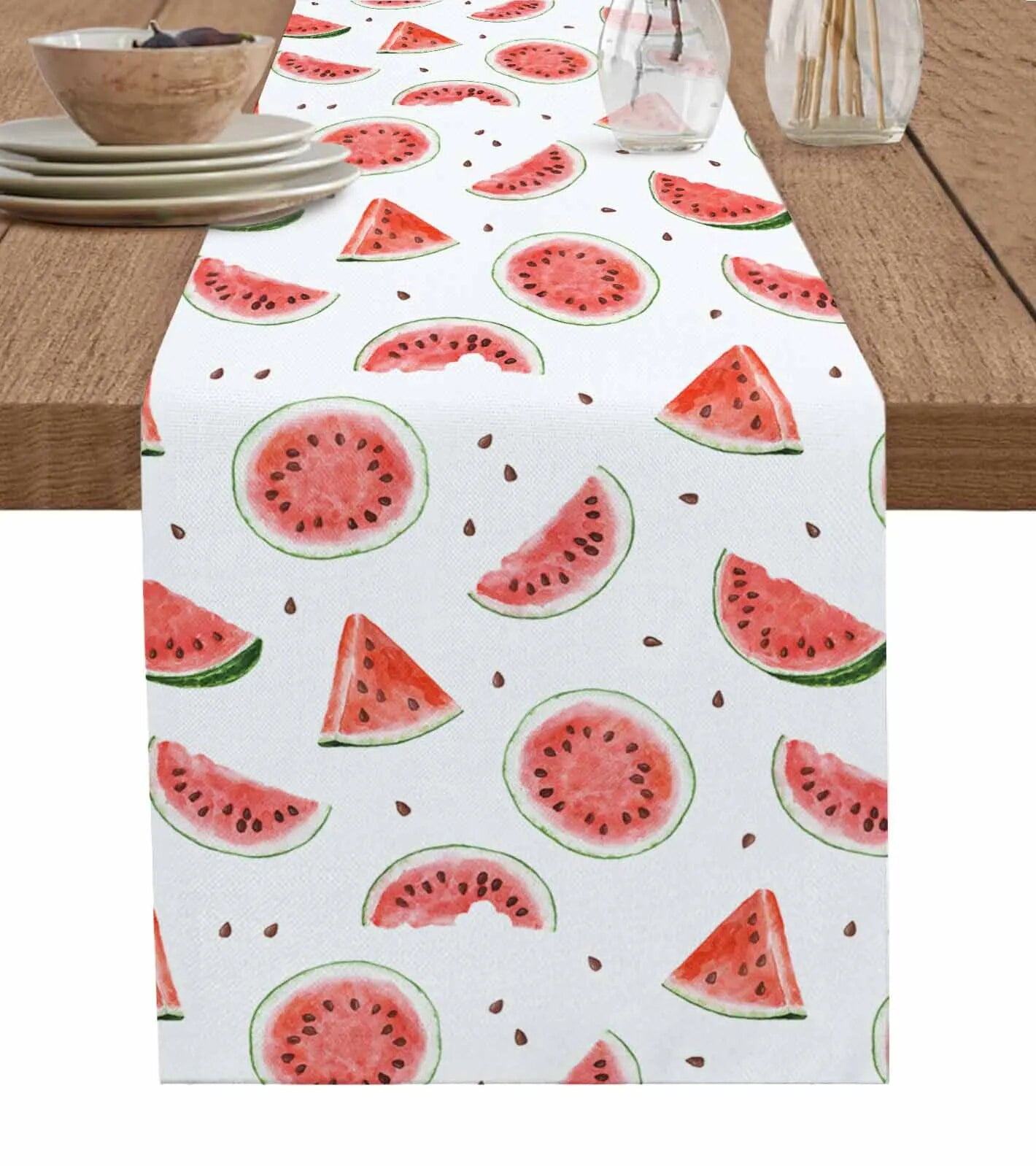 Summer Watermelon Watercolor Texture Table Runner Wedding r Table Runner Holiday Dining Table r ...