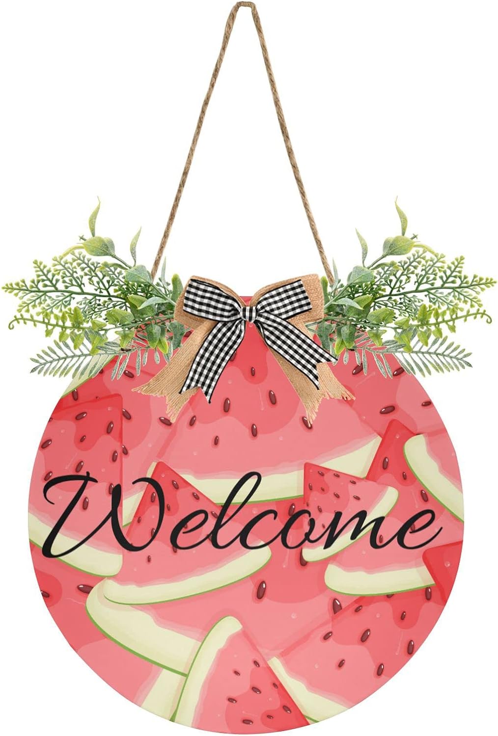Summer Watermelon Welcome Sign for Front Door, Round Sign Hanging ...