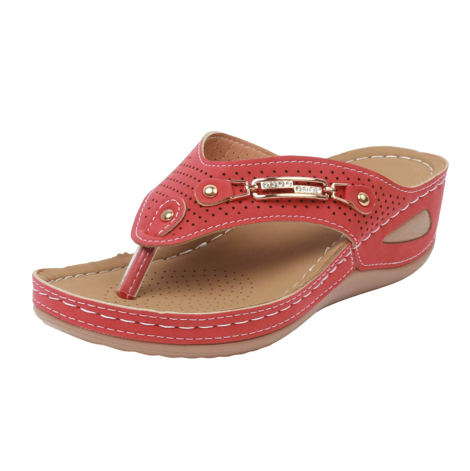 Summer Waterproof Sandals Women Thong Arch Support Slip On Leather Flip ...