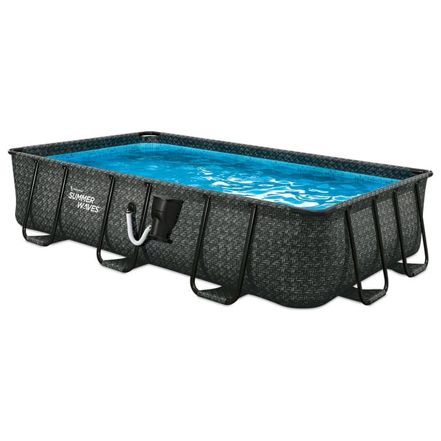 Summer Waves 14ft Elite Metal Frame Rectangular Premium Pool with ...