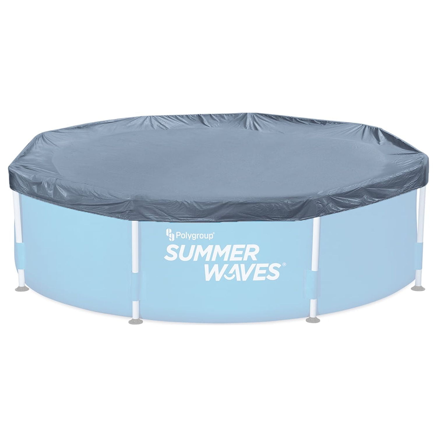 Summer Waves 8 Foot Wide Active Frame Above Ground Pool Cover, Grey ...