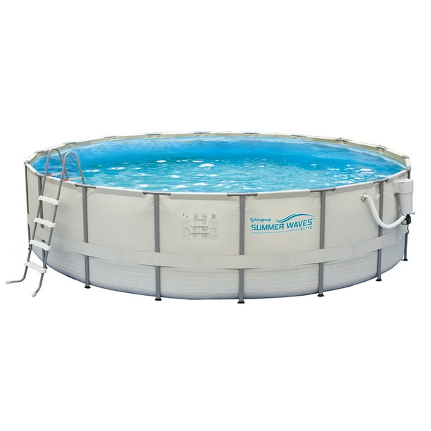 Summer Waves Elite 15-ft Round 48-in Deep Metal Frame Swimming Pool ...