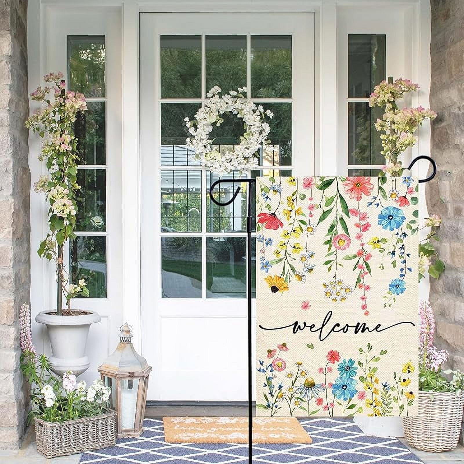 Summer Welcome Floral House Flag 28x40 Inch Double Sided Summer Large ...