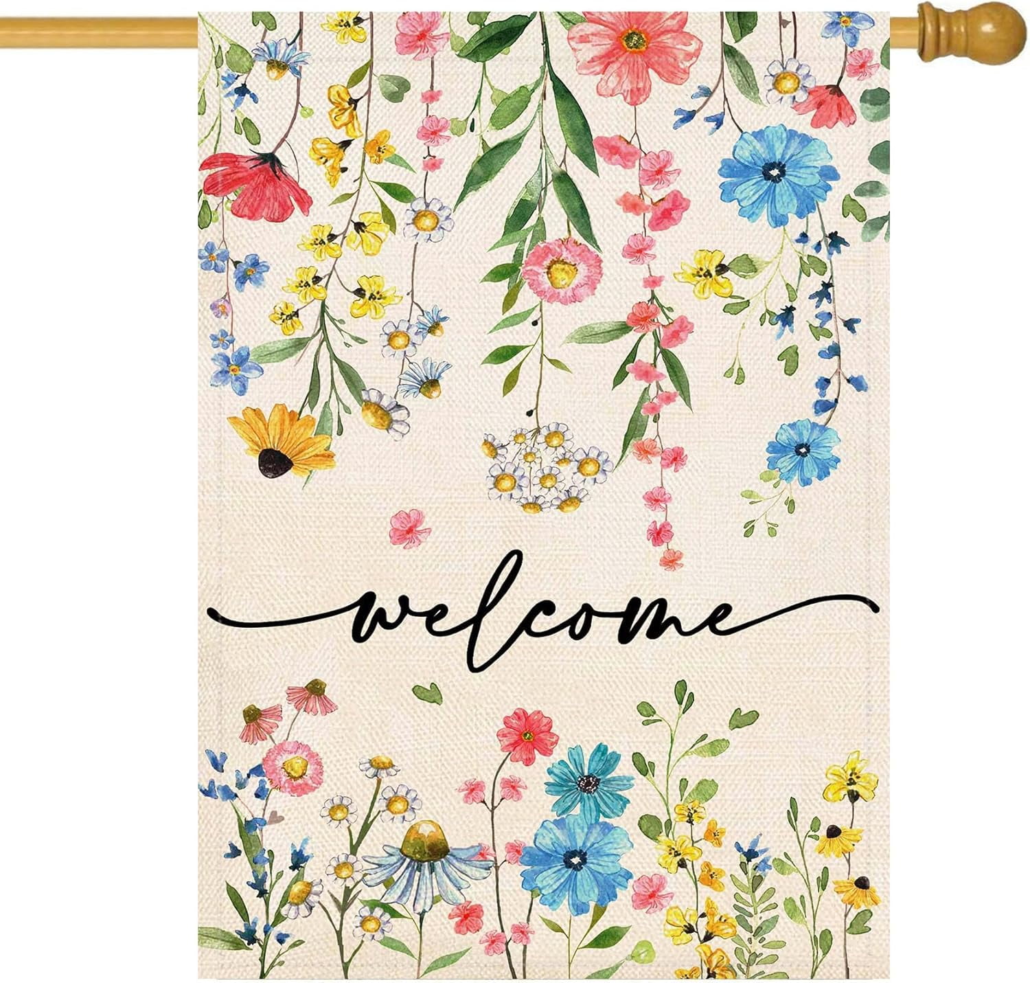 Summer Welcome Floral House Flag 28x40 Inch Double Sided Summer Large ...