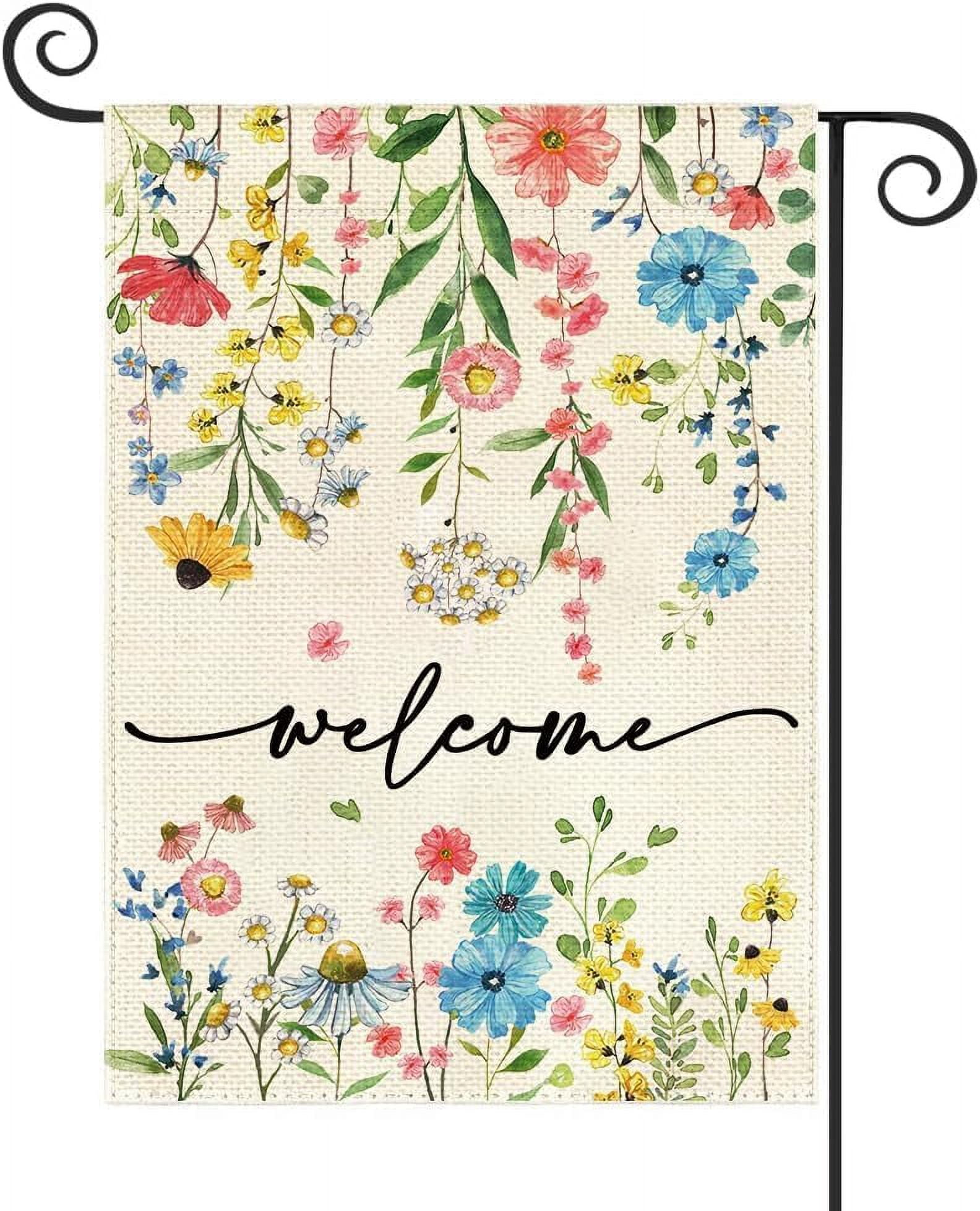 Summer Welcome Floral House Flag 28x40 Inch Double Sided Summer Large ...