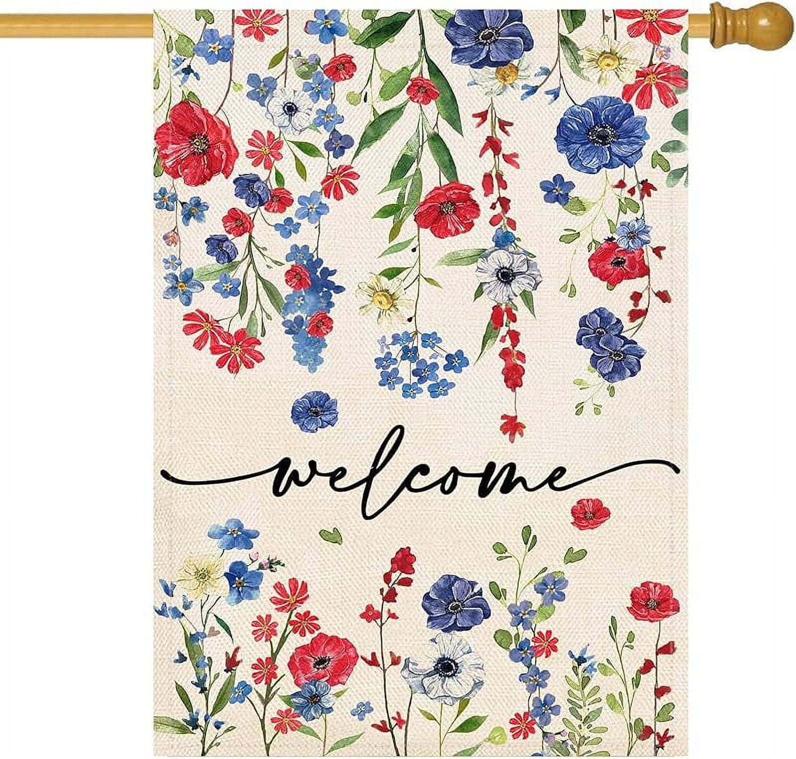 Summer Welcome Floral House Flag 28x40 Inch Double Sided Summer Large ...
