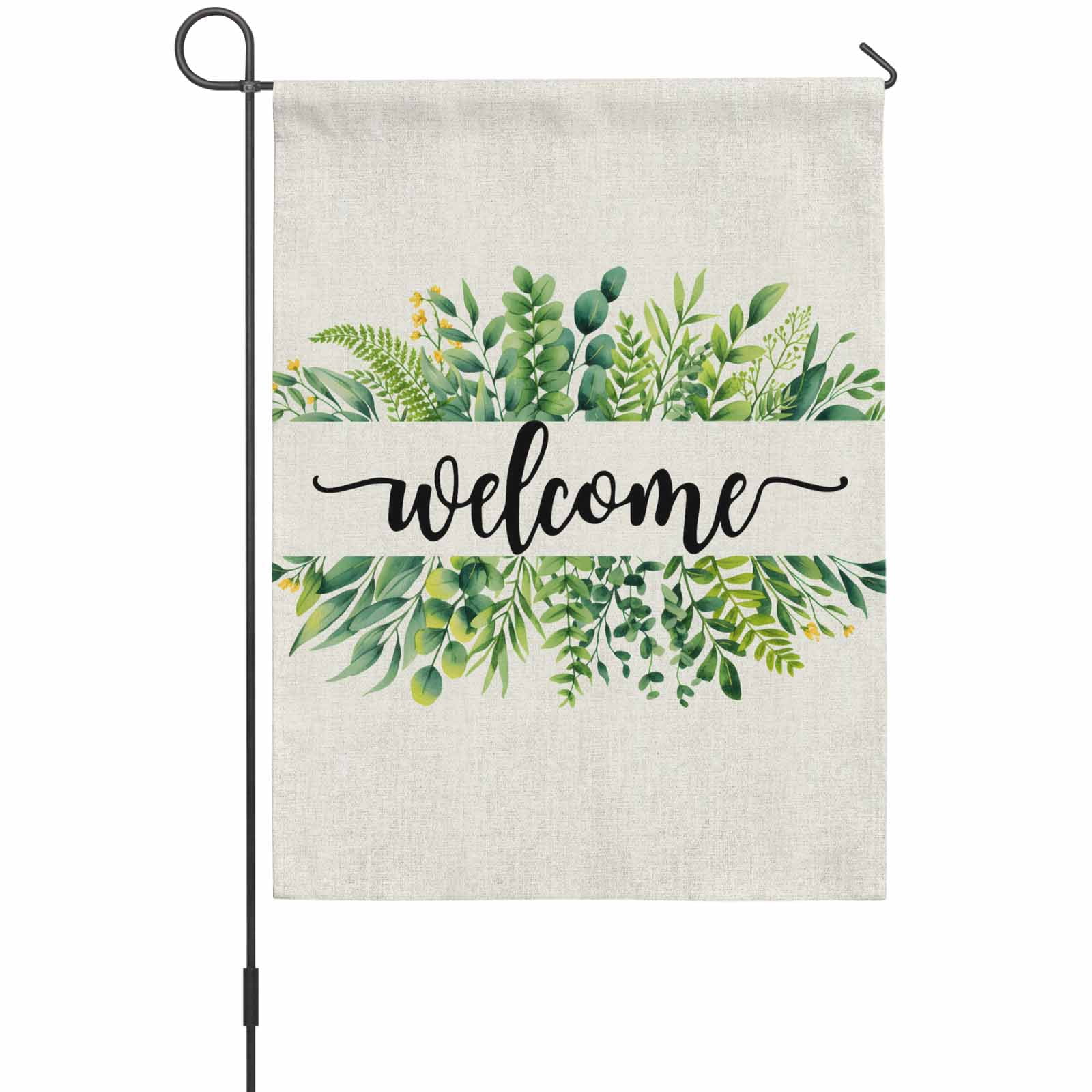 Summer Welcome House Flag 28 x 40 Inches, Green Eucalyptus Leaves ...