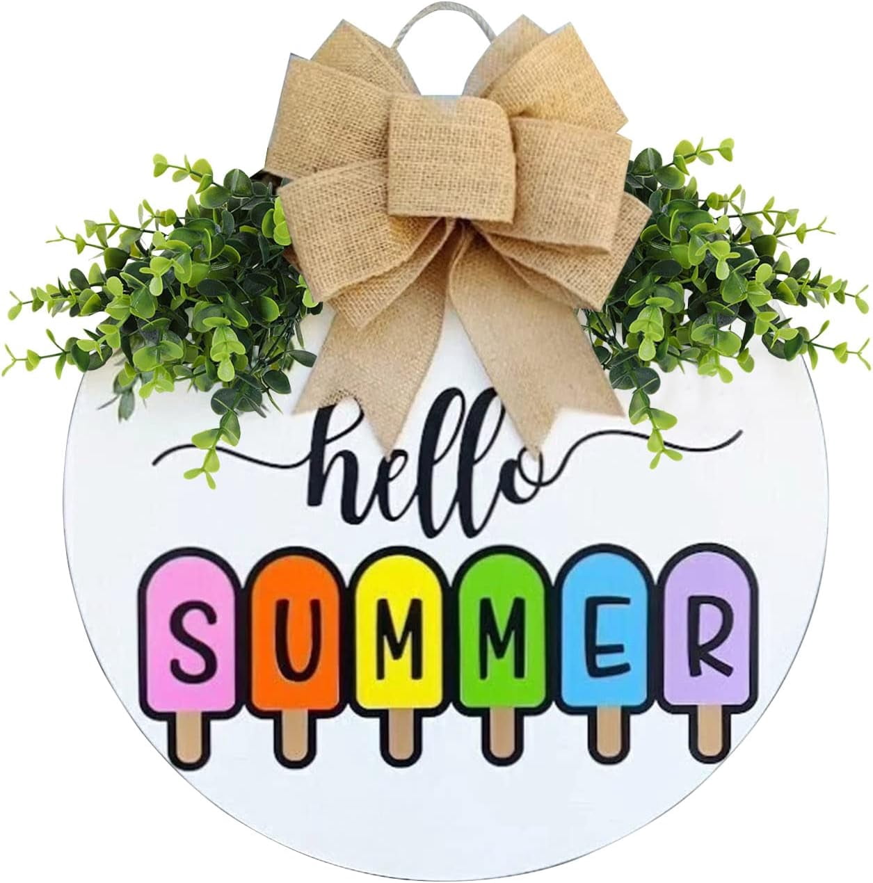 Summer Welcome Sign for Front Door Home Decor, Wooden Hanging Welcome ...