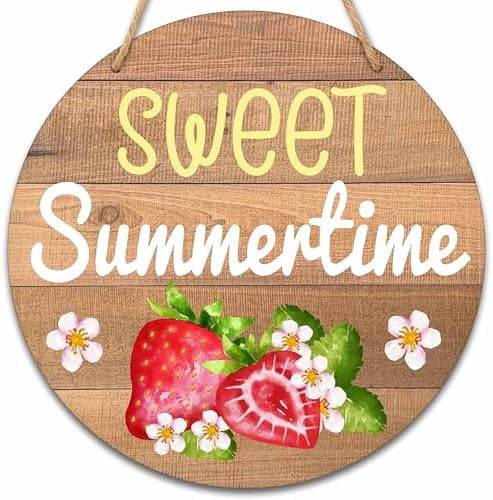 Summer Welcome Sign for Front Door, Sweet Summertime Wooden Signs Wall ...