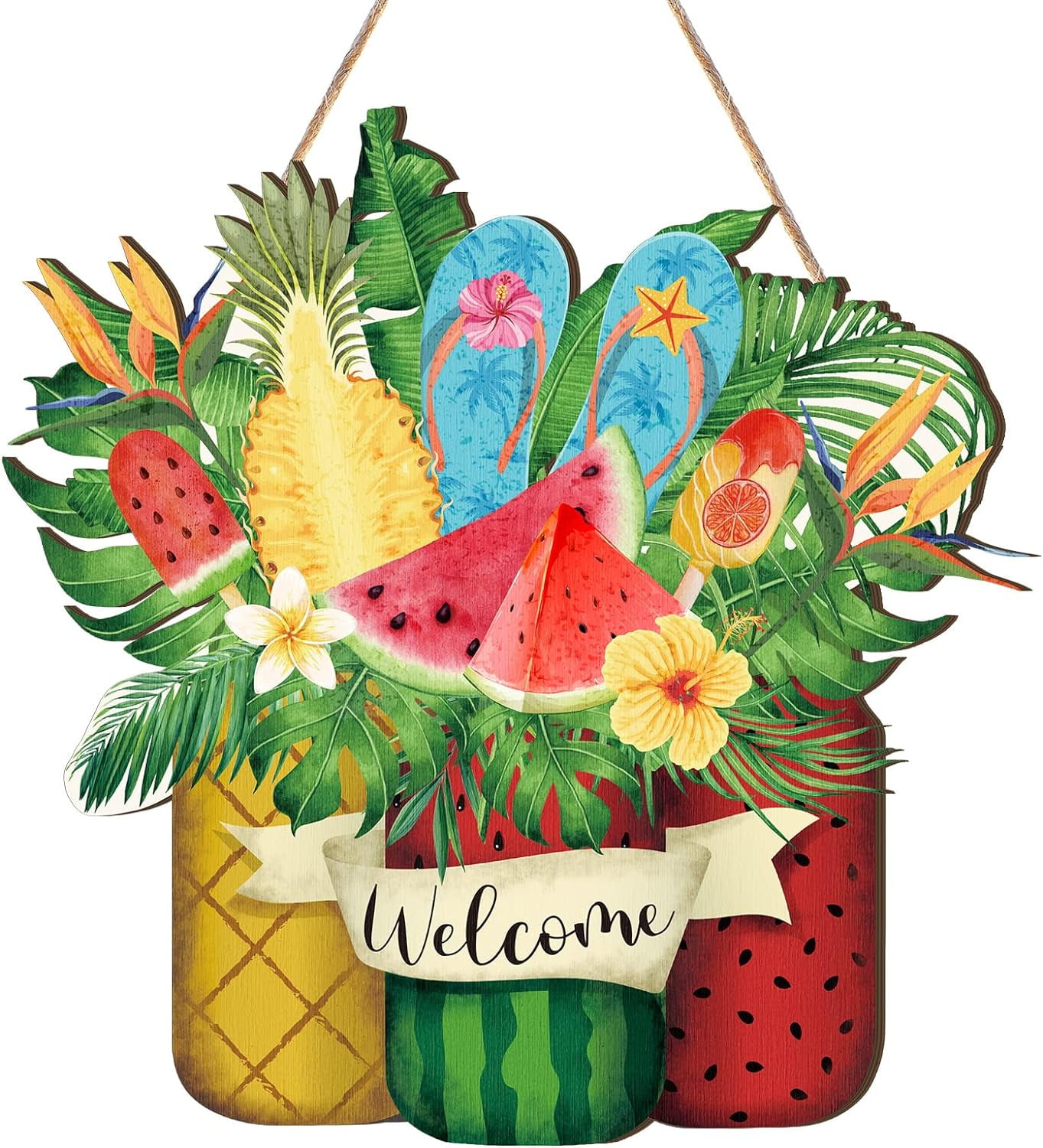 Summer Welcome Sign Summer Door Sign Wooden Farmhouse Home Sign Welcome ...