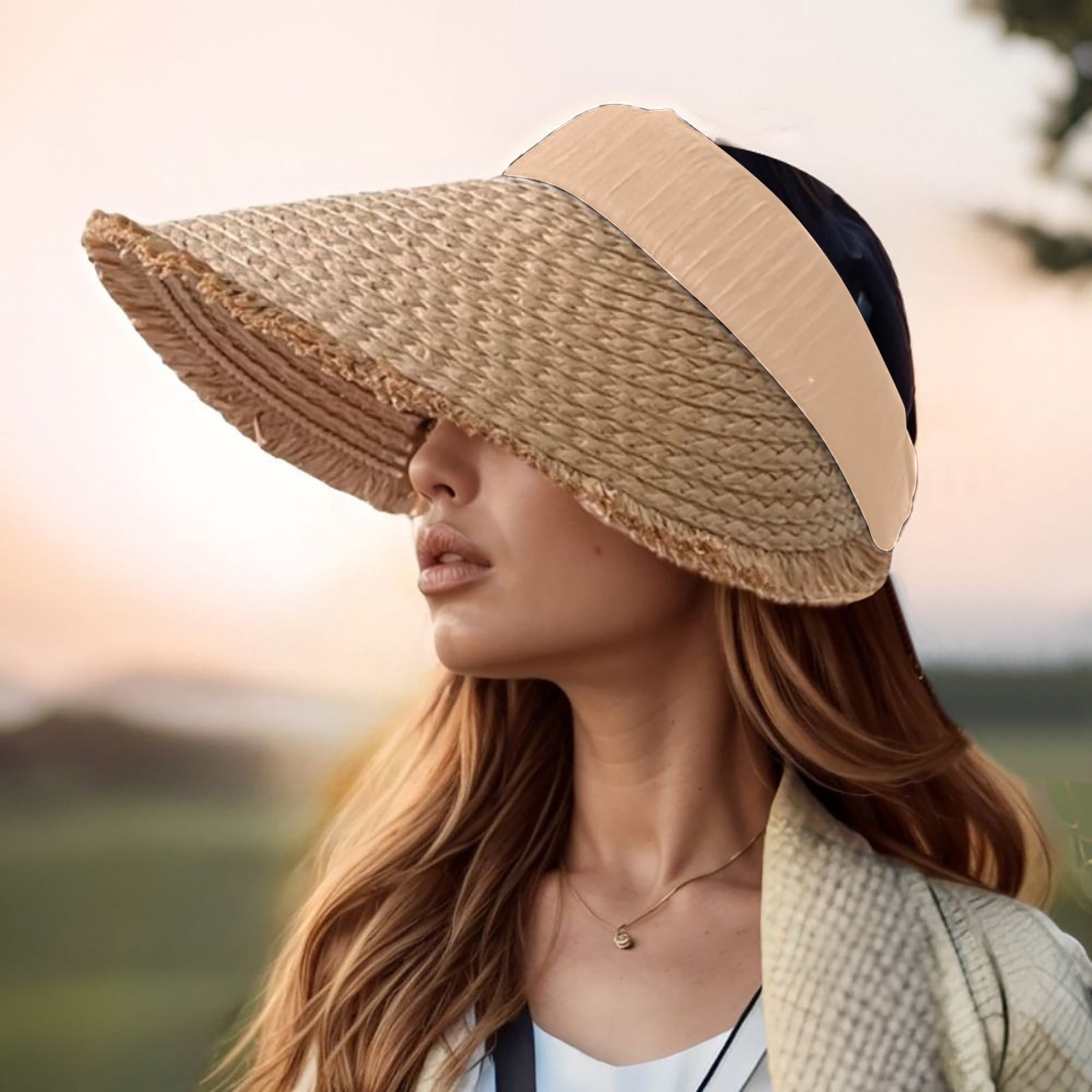 Summer Wide Brim Straw Hat With Open Top For Women Walking Hats for Men ...