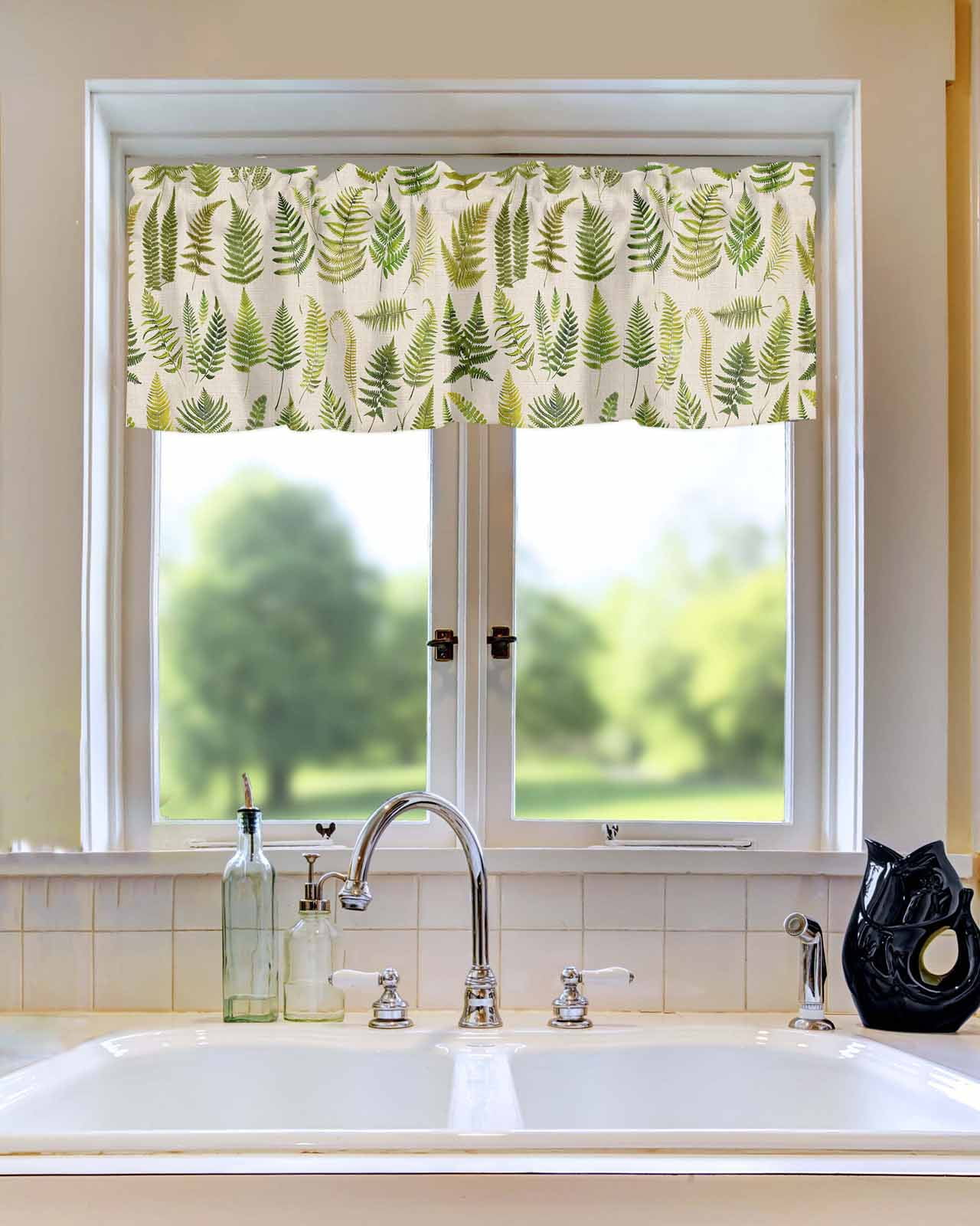 Summer Wild Ferns Green Plants Window Valances for Kitchen,Rod Pocket ...