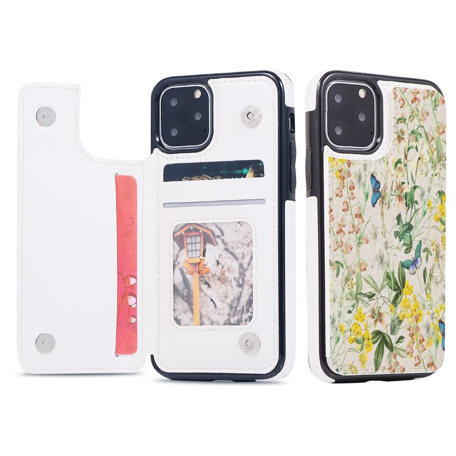Summer Wild Plants Yellow Flowers And Butterflies Leather Wallet Case ...