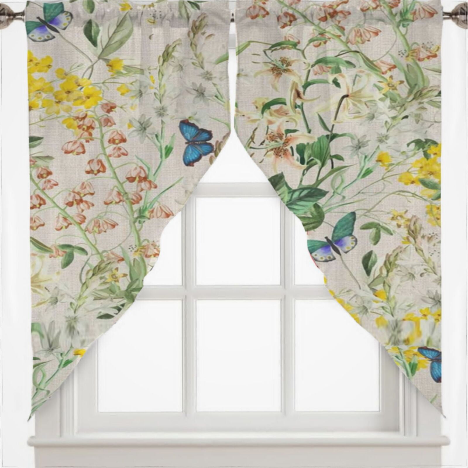 Summer Wild Plants Yellow Flowers And Butterflies Swag Valances For ...