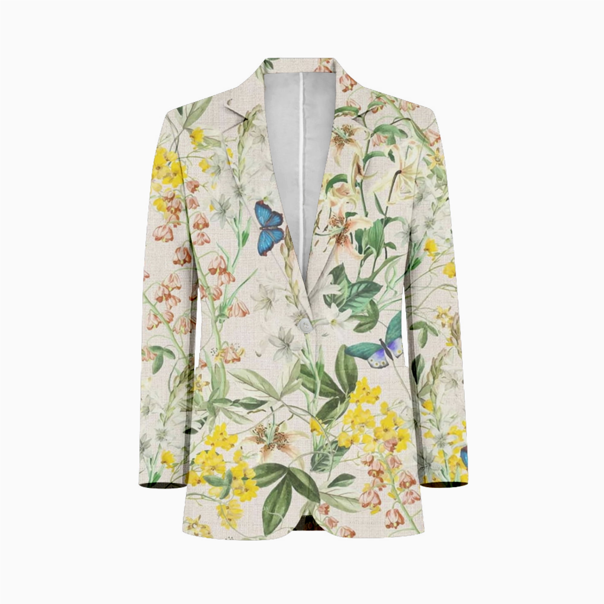 Summer Wild Plants Yellow Flowers and Butterflies Mens Suits Shawl ...