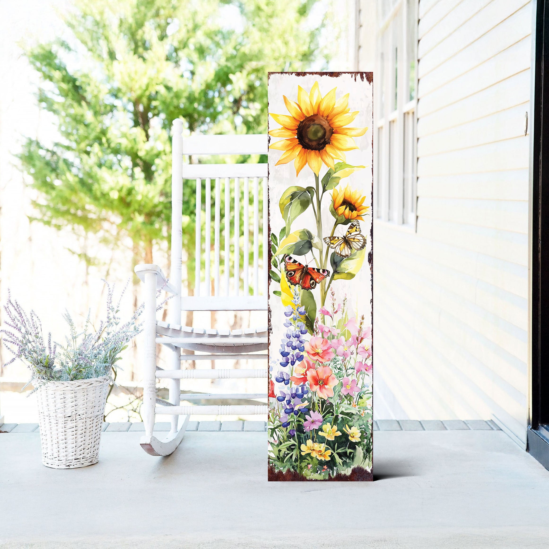 Summer Wildflower Porch Sign | Sunflower, Lupine, Poppy & Butterfly ...