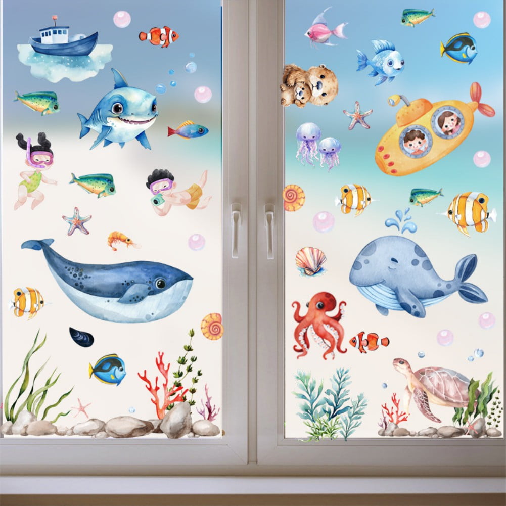 Summer Window Clings, Under The Sea Ocean Window Clings Stickers ...