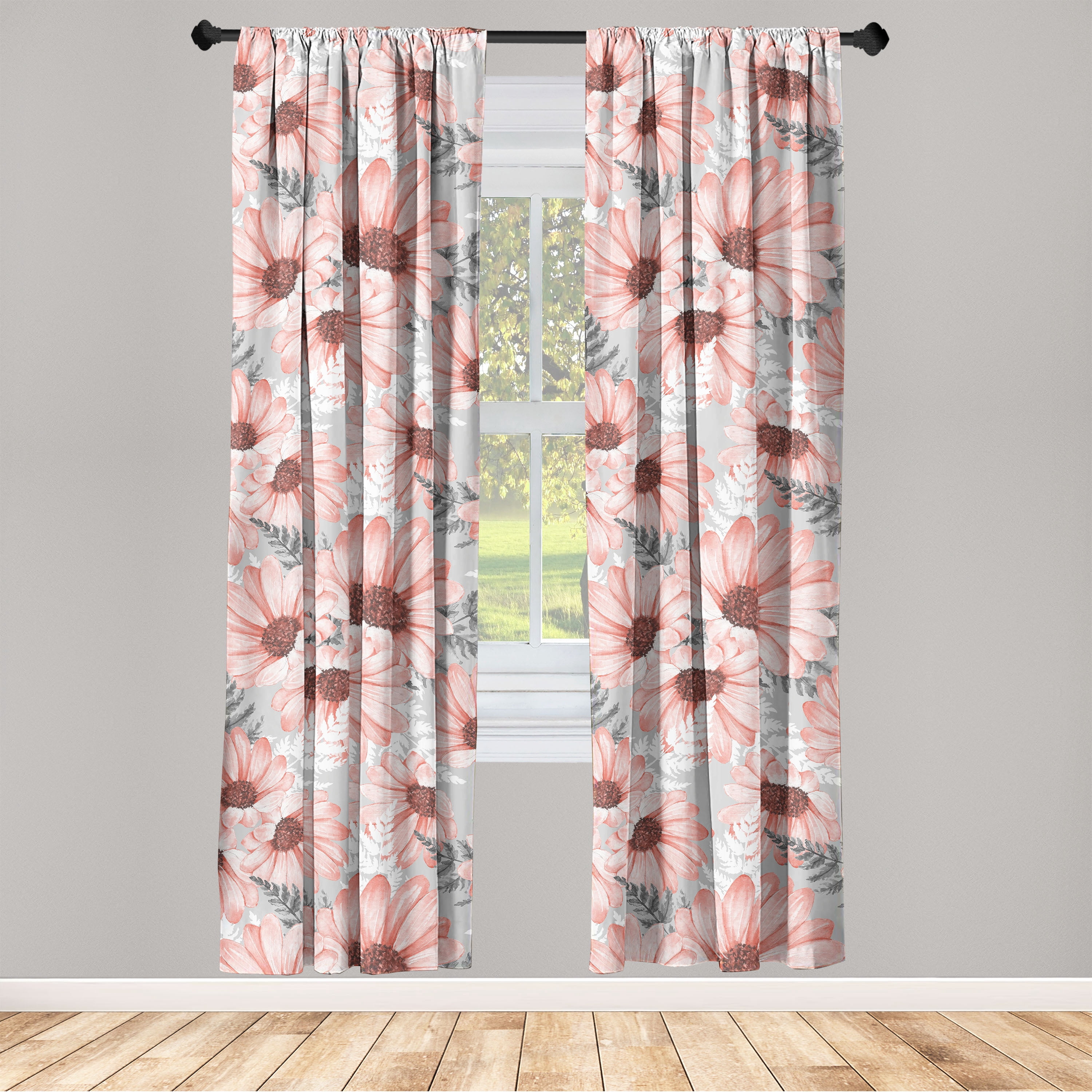 Summer Window Curtains, Neutral Colors Boho Daisy Pattern with ...