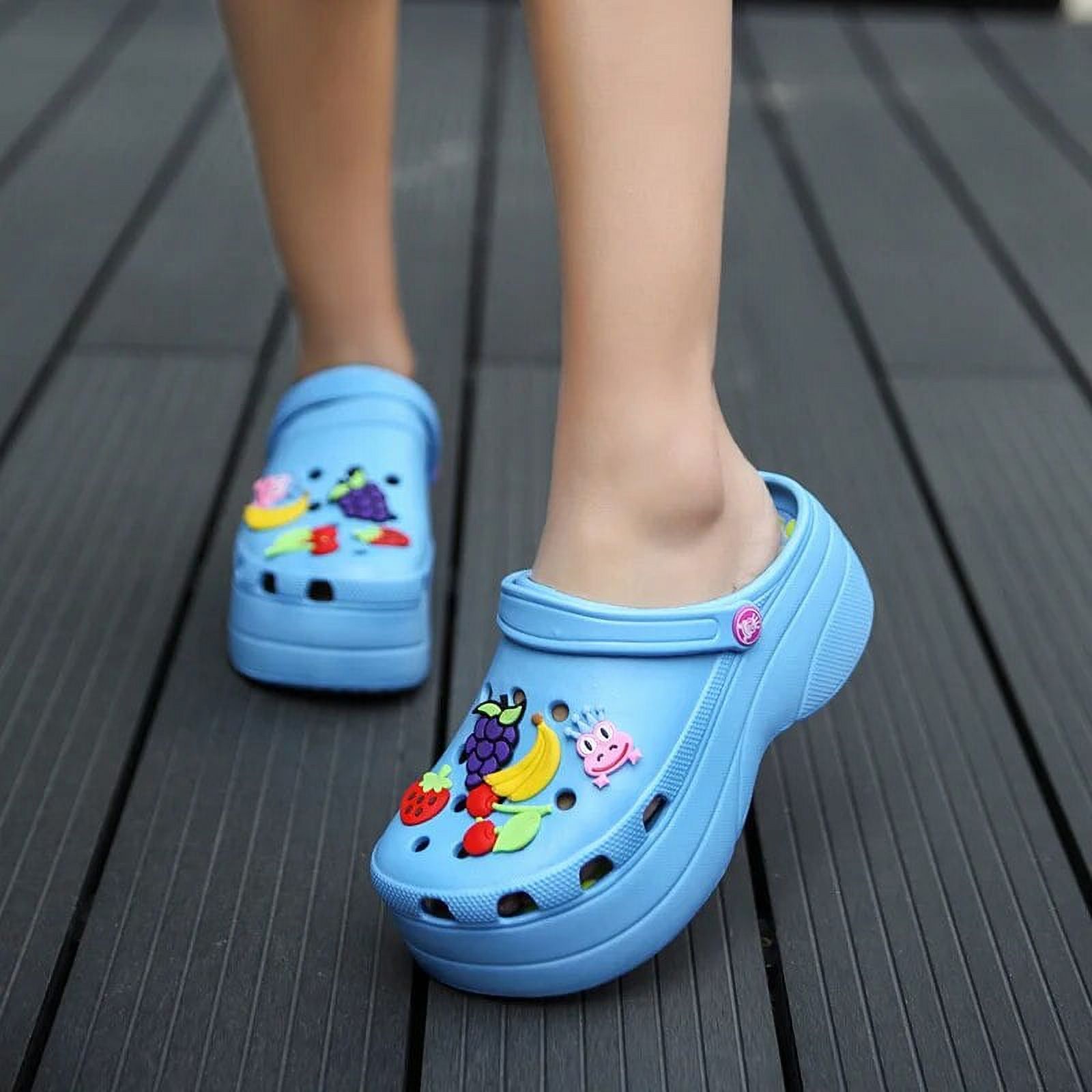 Summer Women Clogs Platform Garden Sandals Cartoon Fruit Slippers Slip ...