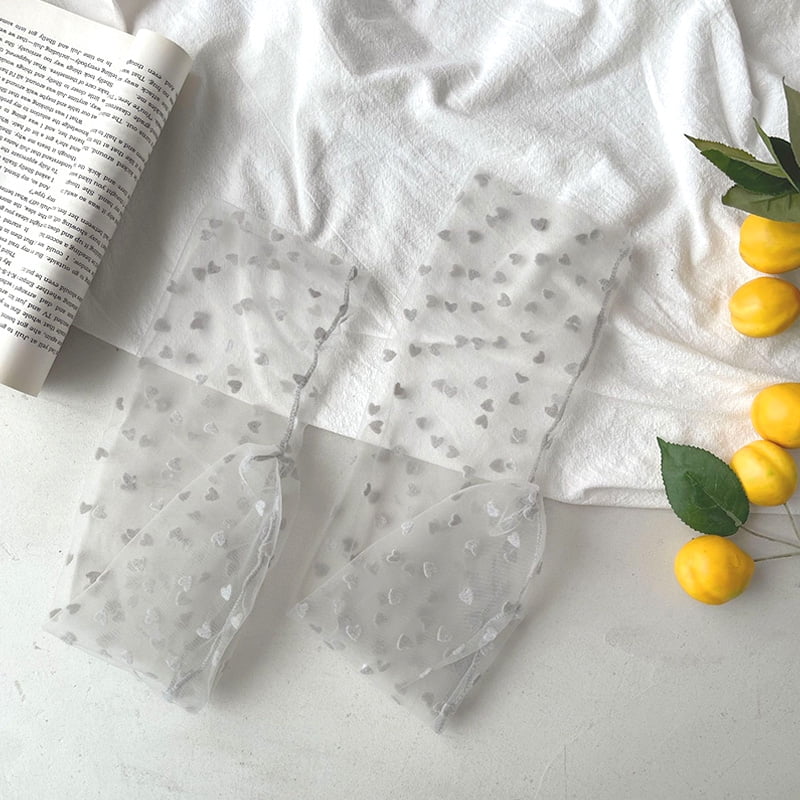 Summer Women Polka Dot Printing Love Heart Tulle Socks Transparent Mesh ...
