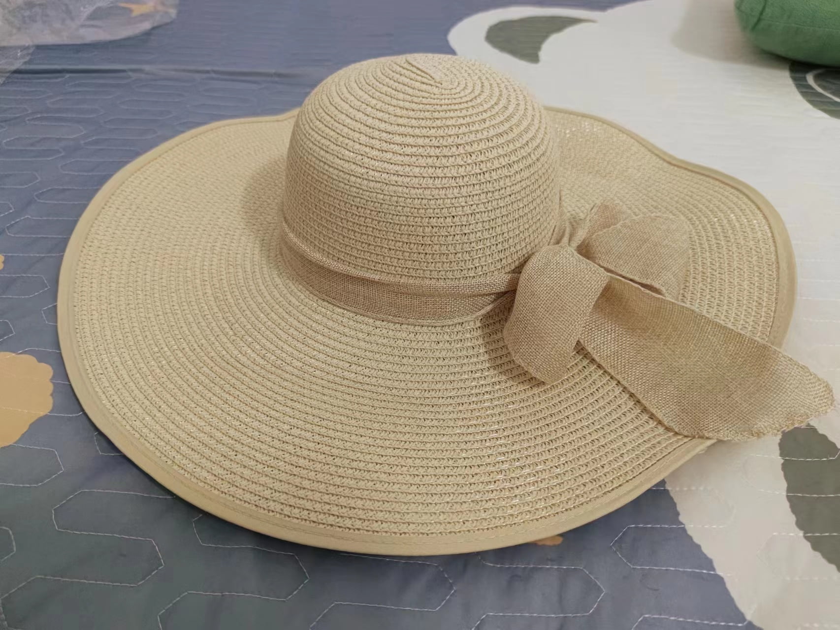 Summer Women Straw Hat Bowknot Wide Brim Floppy Panama Hats Female Lady ...