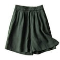Summer Women Summer Shorts Loose Straight Leg High Waist Solid Color