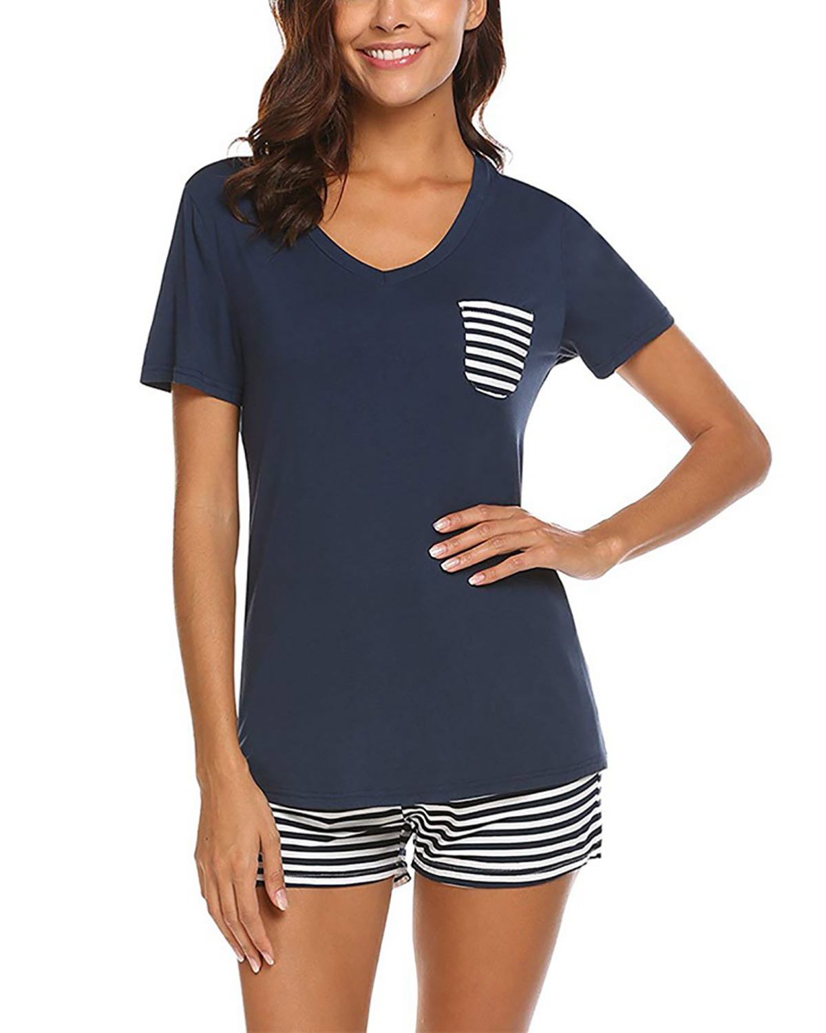 Summer Women's Pajamas Cotton Short Sleeve Shorts Set Pajamas for Women ...