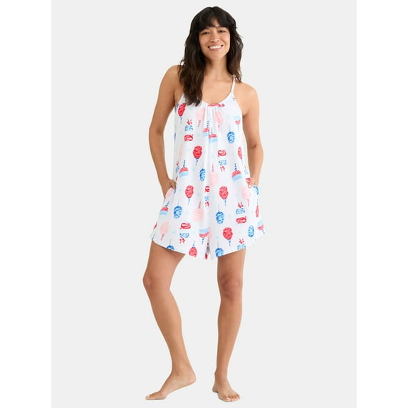 Way To Celebrate Women's Summer Sleep Romper with Pockets, Adjustable ...