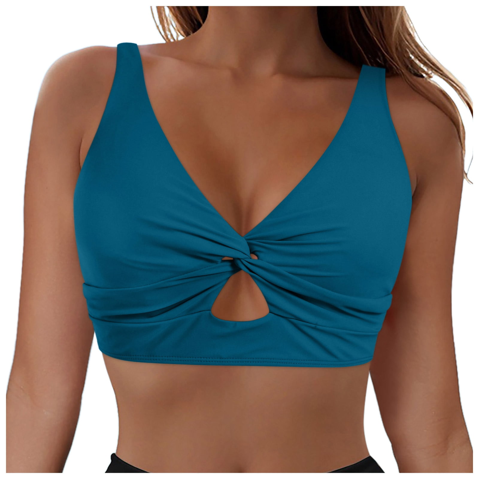 Summer Womens Bikini Bras Support Push-Up No Steel Swim Suits Deep V Neck Swimsuits Cut Out ...