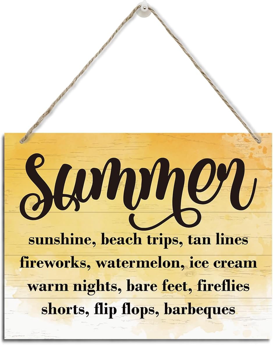Summer Wood Sign, Summer Door Sign, Rustic Hanging Wood Plaque Sign ...