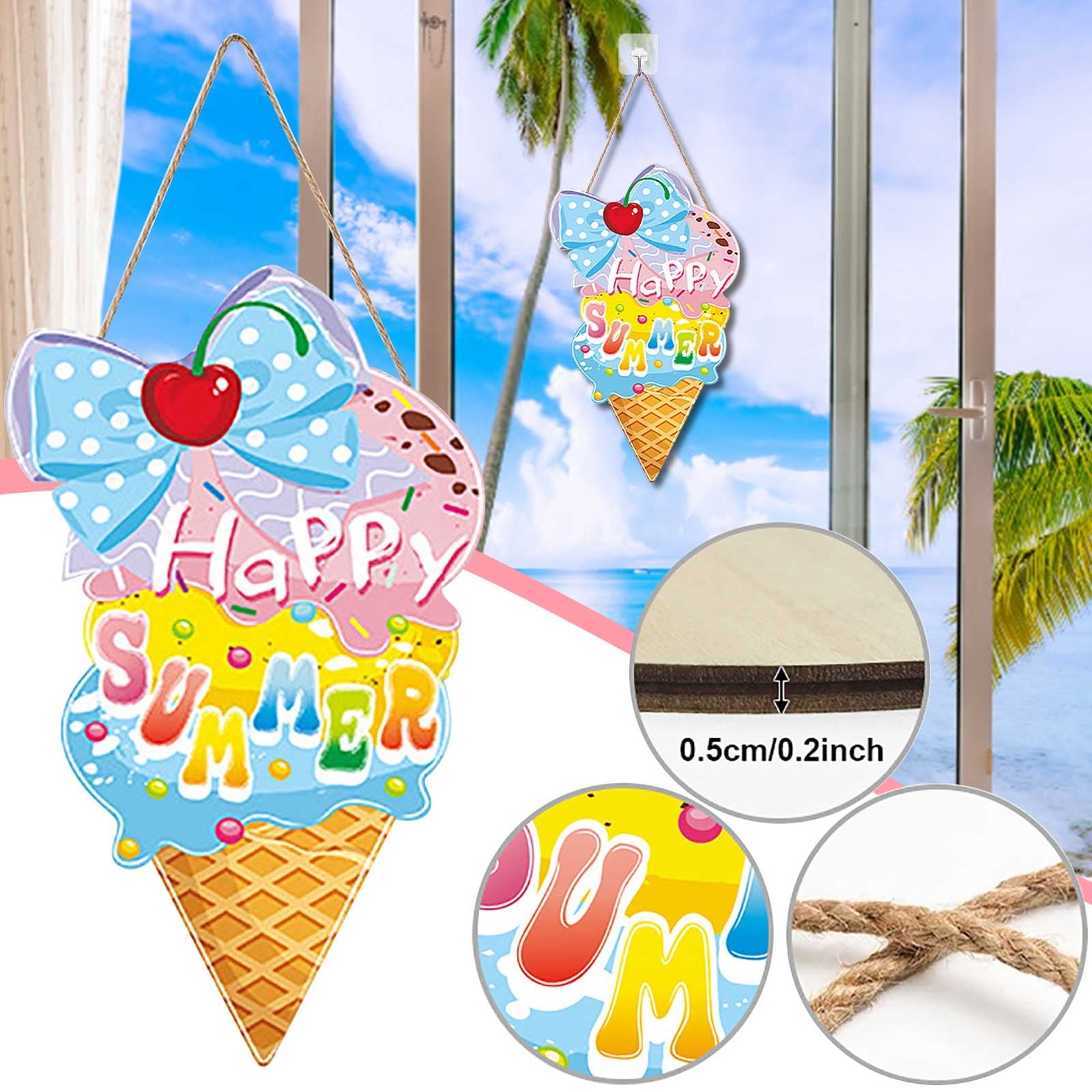 Summer Wooden Welcome Door Sign | Beach Theme Circular Hanging Décor ...