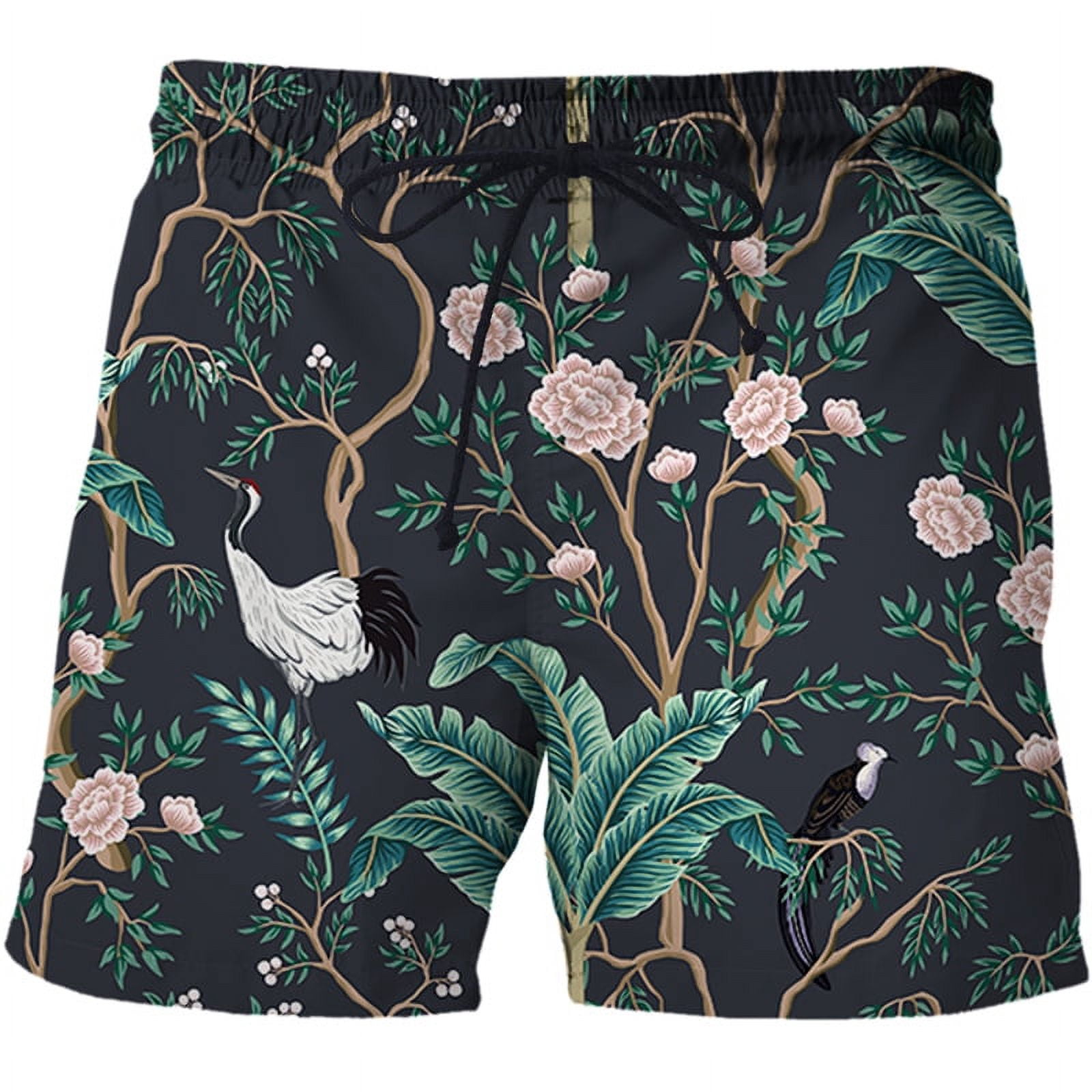 Summer Woods Peacock Short Pants Women Men 3D Printed Swimsuit Swim ...
