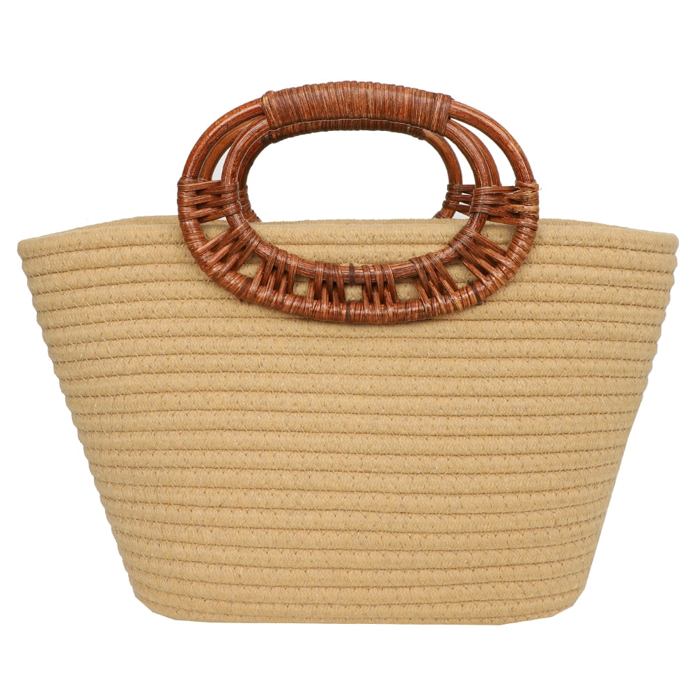 Summer Woven Cotton Rope Bucket Bag Women Handwoven Beach Tote Bag ...
