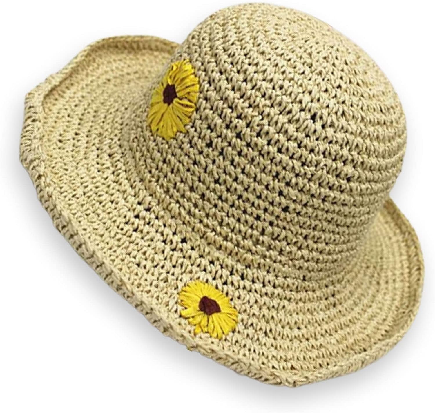 Summer Woven Straw hat Sun Flower Straw hat with Small Yellow Flowers ...