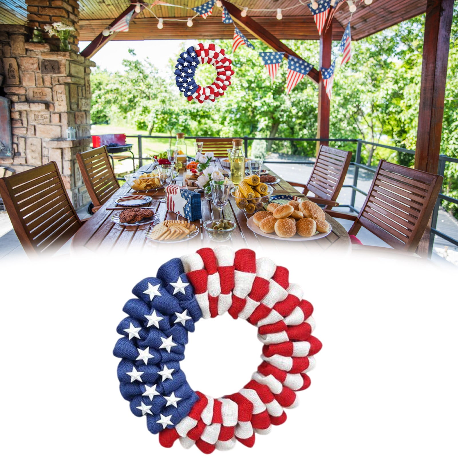 Summer Wreaths For Front Door,Wreath Decorations,Eagles Flag,Gnome Garden Flags For Outside,Red ...