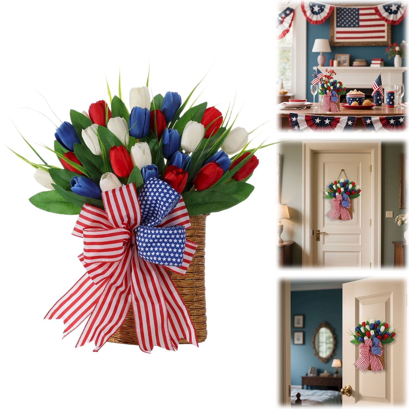 Summer Wreaths,Wreath for Front Door,4Th of July Decorations Patriotic ...