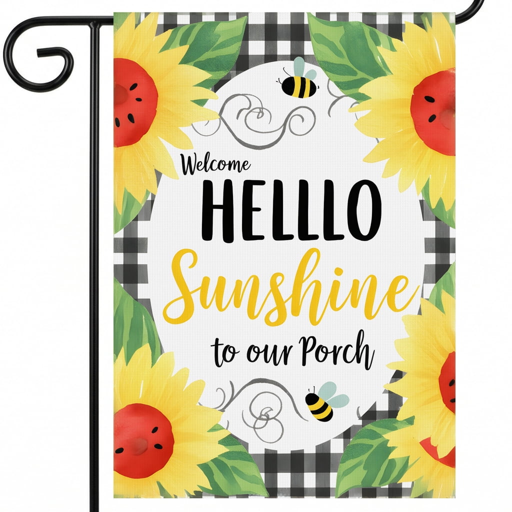 Summer Yard Flags 28x40" Large Garden Flags with Hello Sunshine Welcome ...