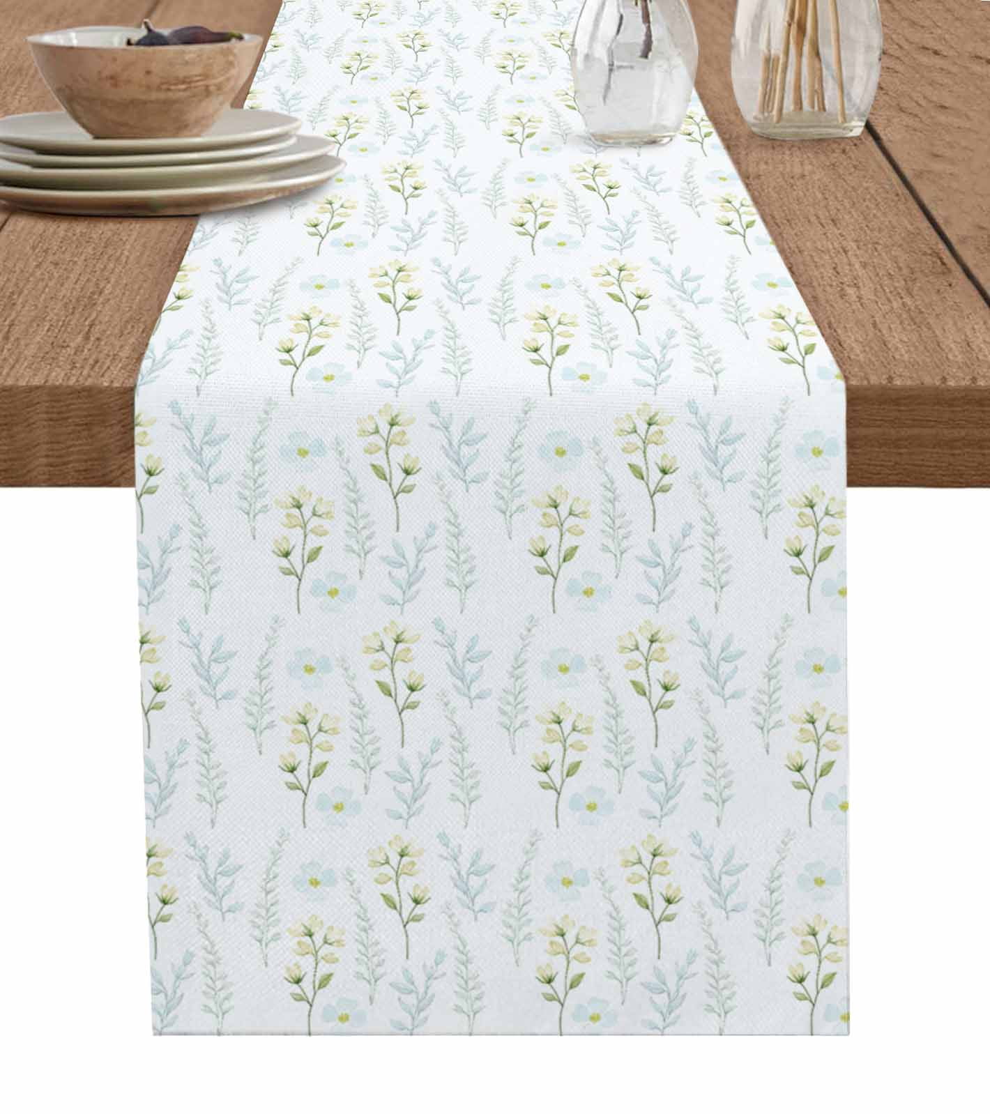 Summer Yellow Floral Table Runner 90 Inches, Botanical Flowers Garden ...