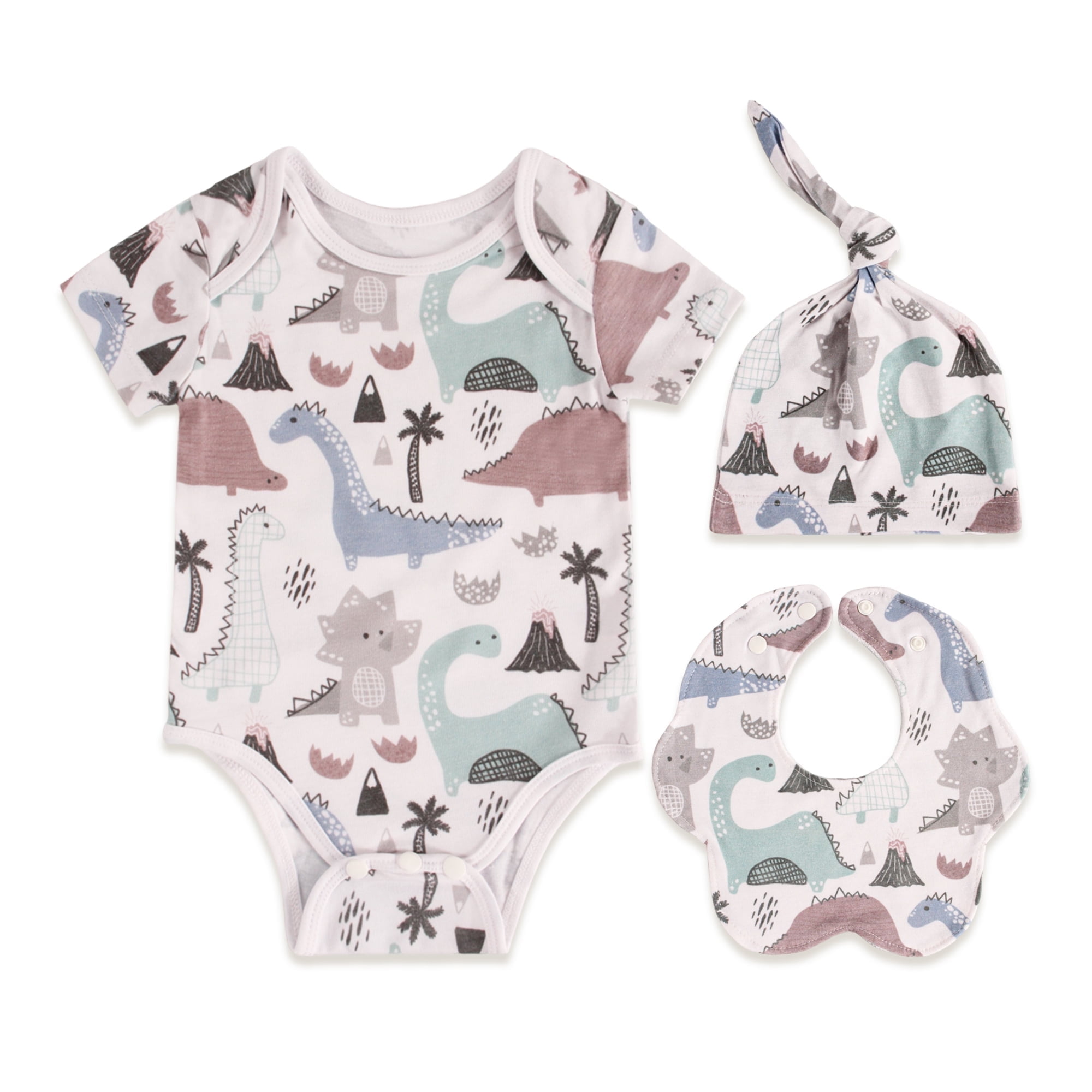 Unisex Baby Layette Set (3-Pcs) - Bodysuit, Bibs & Hat - Newborn ...