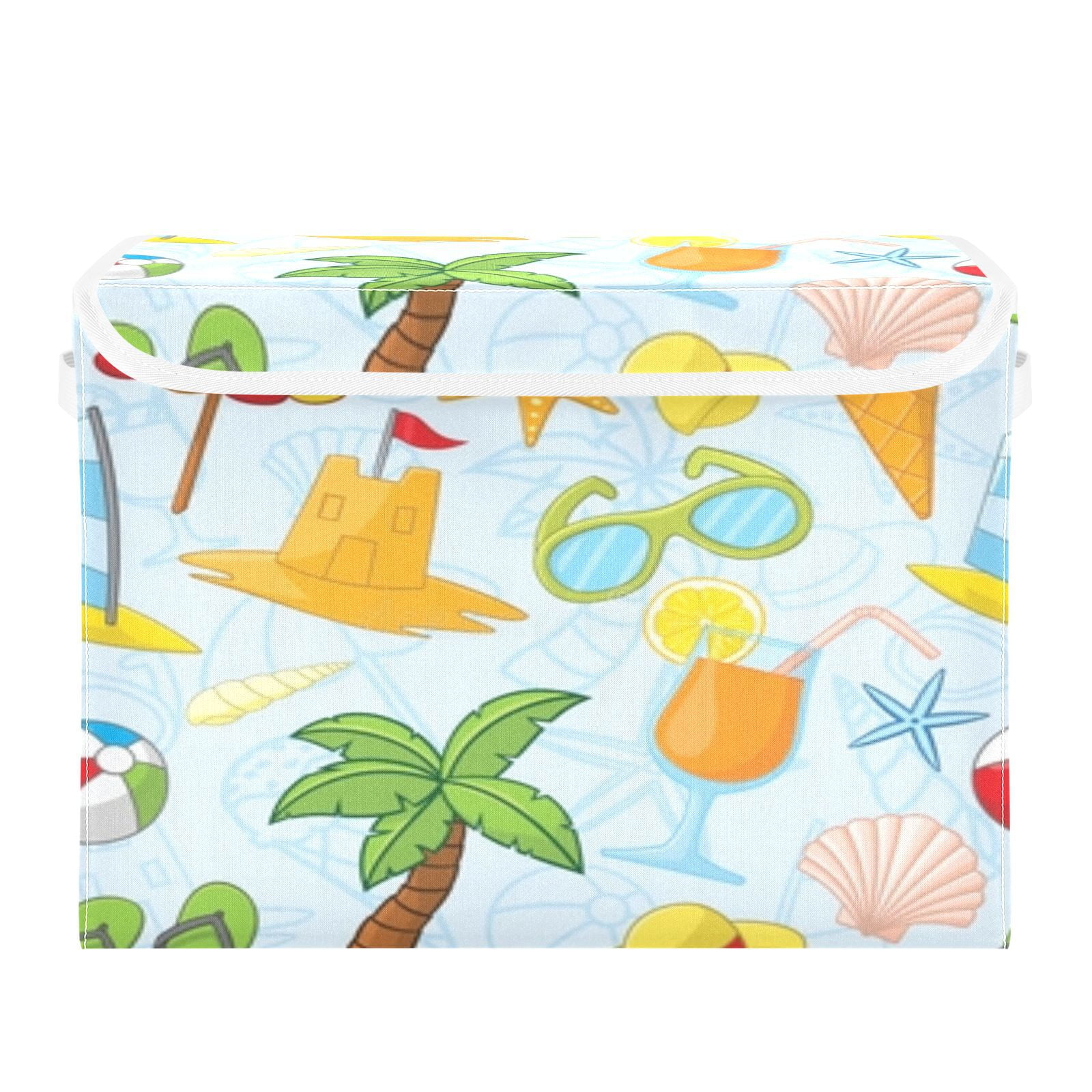 Summer beach fun pattern design Storage Cubes with Lid Fabric Storage ...