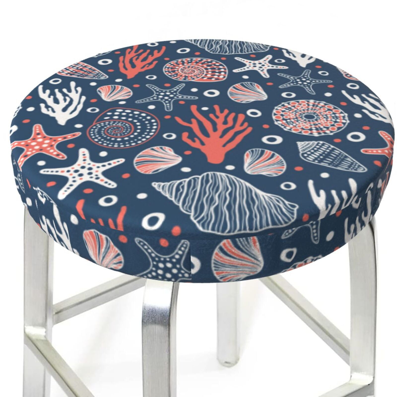 Summer beach starfish shell Round Bar Stool Covers, Soft Velvet Bar ...