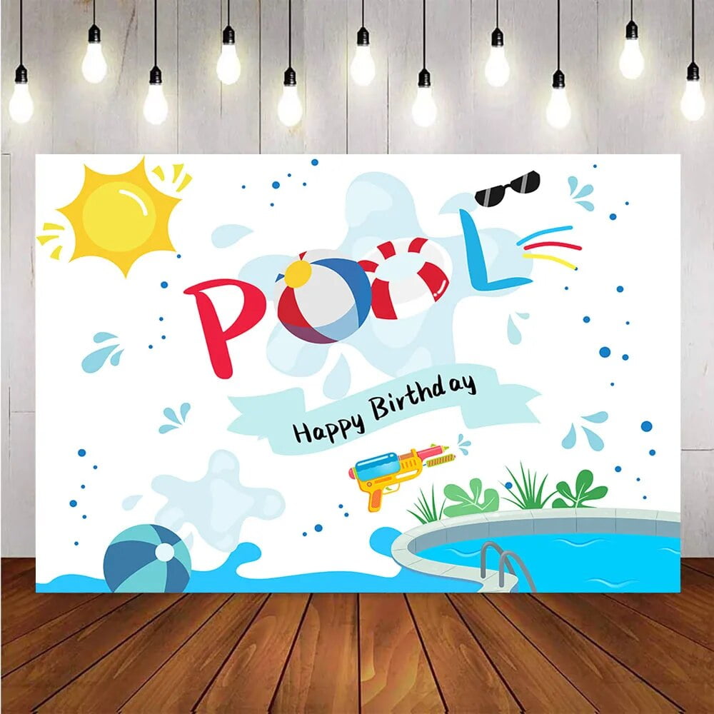 Summer birthday pool party decoration backdrop for photography newborn ...