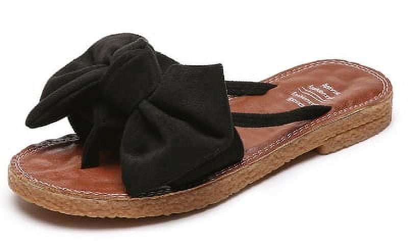 Summer bow slippers with cow tendon sole and soft sole for casual wear ...