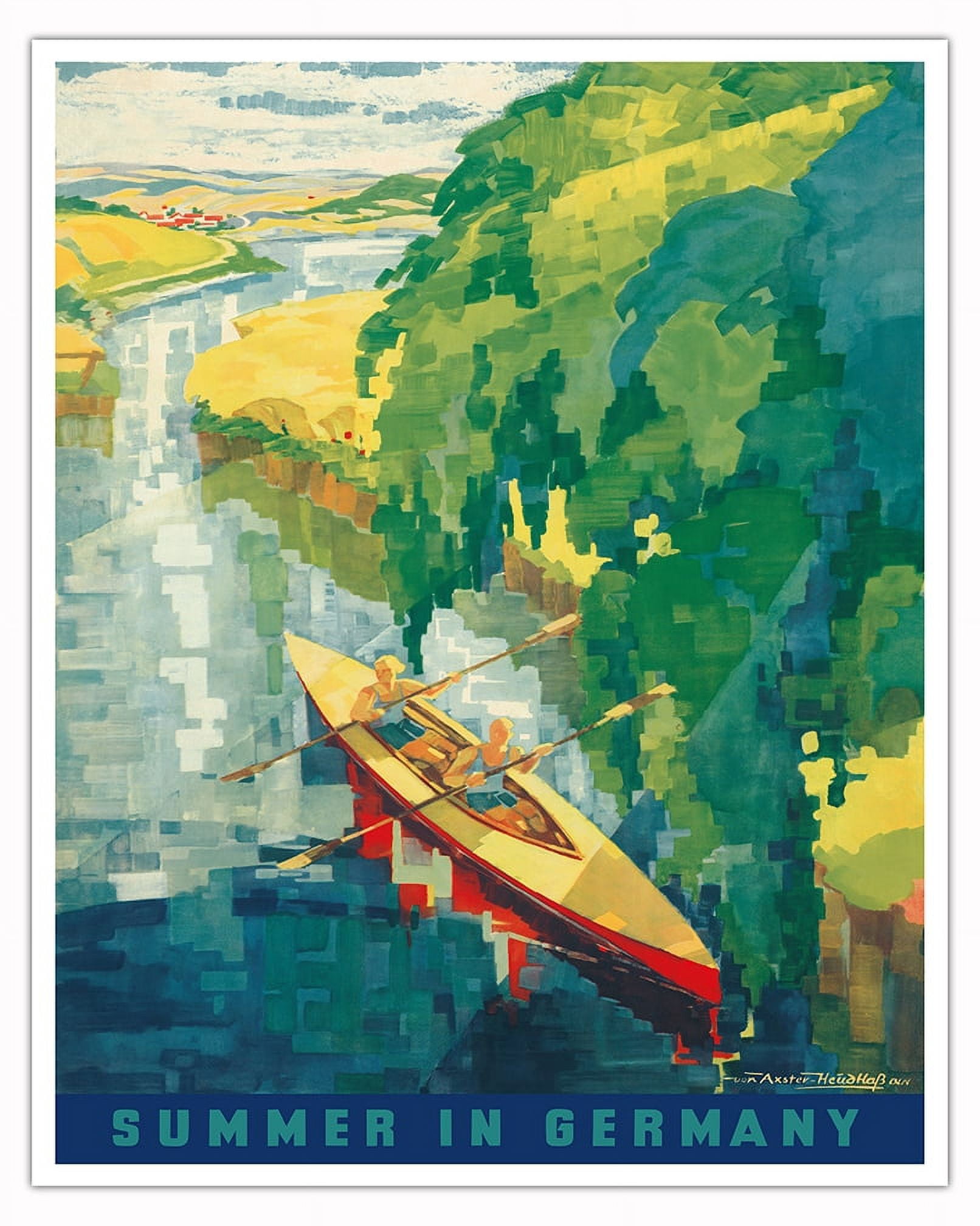 Summer in Germany - Kayaking - Vintage Railroad Travel Poster by Werner ...
