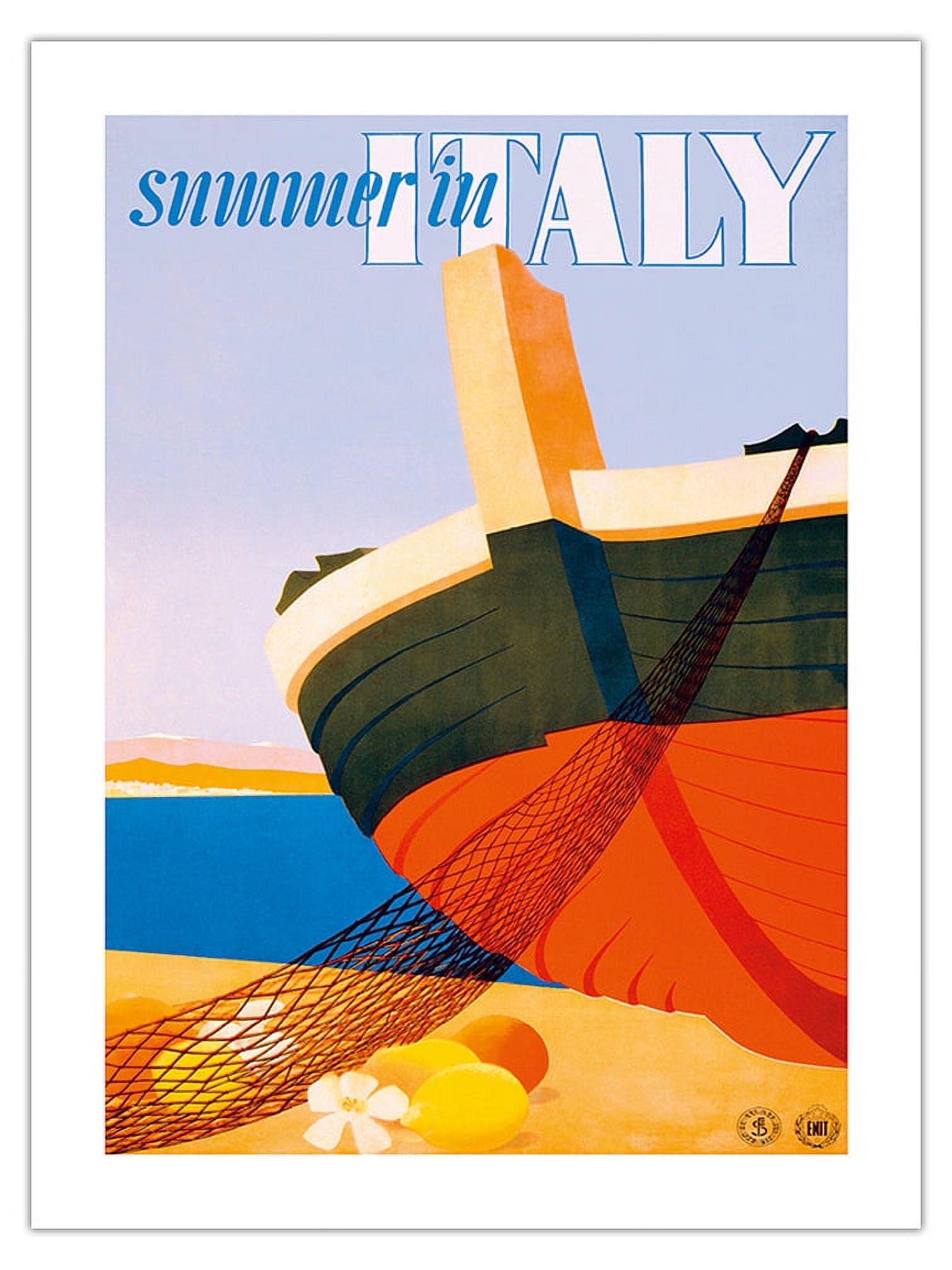 Summer in Italy - Bow of a Italian Fishing Boat - Vintage Travel Poster ...