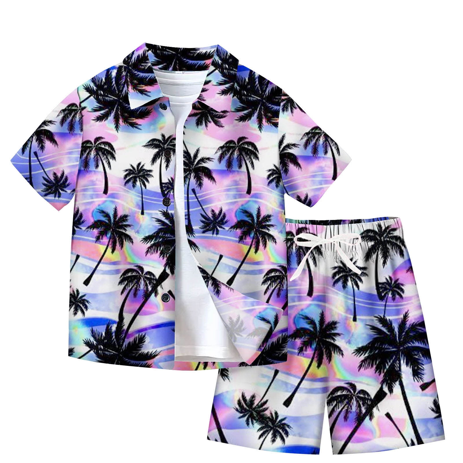 Summer Clearance APEXFWDT Boys 2 Piece Outfits Hawaiian Shorts Sets ...